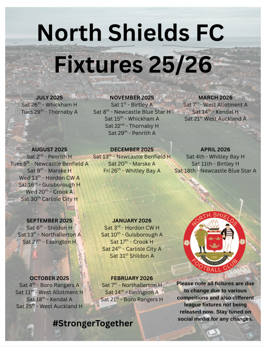 North Shields FC Fixtures Announced for 2025/26 EBAC Northern League ...